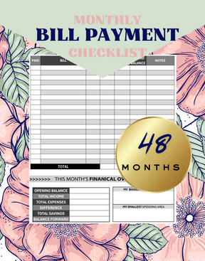Floral Monthly Bill Payment Organizer – 3B