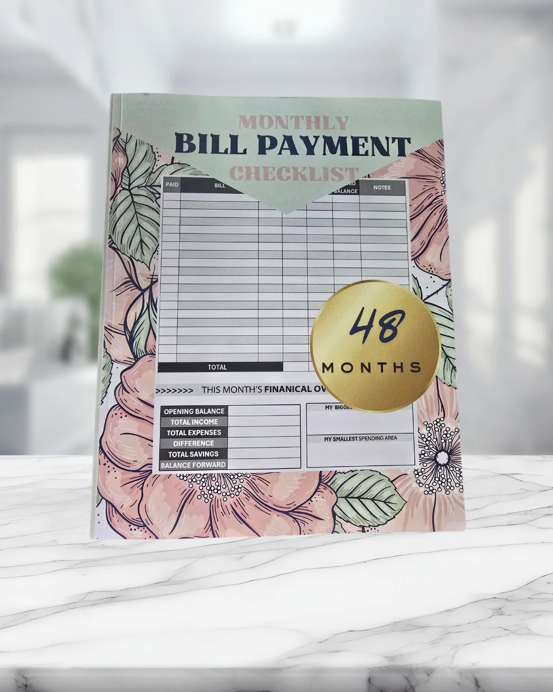 Floral Monthly Bill Payment Organizer – 3B